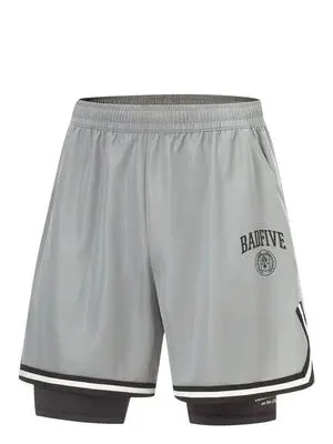 LI-NING Badfive Graphic 2-in-1 Shorts - Grey/white/black