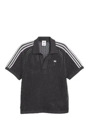 Adidas X Clot Fw24 Crochet Polo Shirt Asia Sizing 'carbon - Charcoal