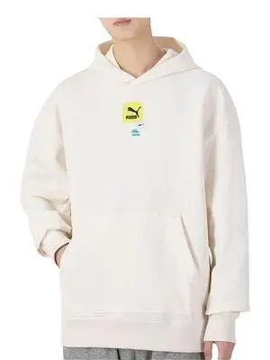 PUMA Graphic Logo Oversized Hoodie - White
