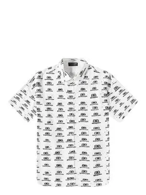 Balenciaga Bb Logo Oversized Shirt 'white Black - White/black