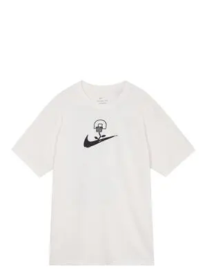 NIKE Men's Nike Logo Printing Pattern Pullover Casual Short Sleeve White T-shirt