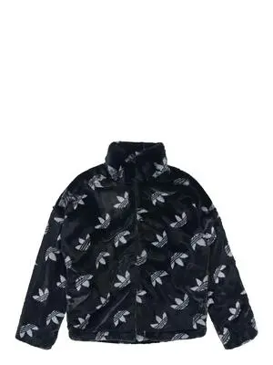 Adidas Originals Logo Stand Collar Faux Fur Jacket - Default Color