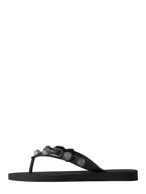 Balenciaga Cagole Thong Sandals With Embellishments - Black