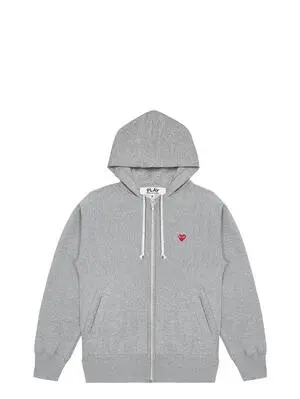 Play Comme Des Garcon Zip Up Hooded Sweatshirt - Grey