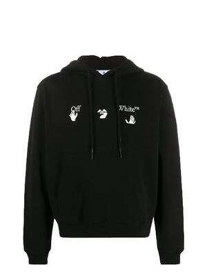 Off-White Logo Print Drawstring Hoodie - Black