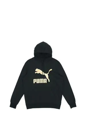 PUMA Classics Bronzing Logo Print Hoodie - Black