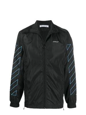 Off-White Diagonal Stripes Zip-up Jacket - Black