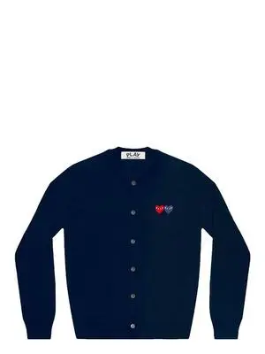 Play Comme Des Garcon Cardigan With Double Emblem - Navy