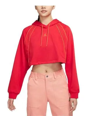 JORDAN Air Jordan Crop Pullover Fleece Hoodie Red