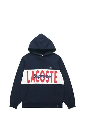 Supreme Lacoste Logo Panel Hoodie - Navy/white/red