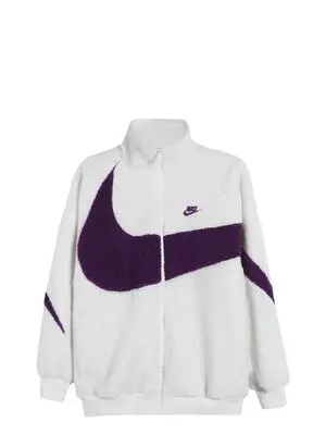 Nike Nike Lamb Velvet Jacket With Large Swoosh Logo White