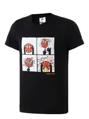 ADIDAS Adidas Basketball Cartoon Graphic Short Sleeve T-Shirt