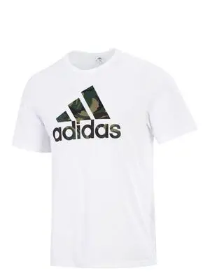 Adidas Camo T Camouflage Logo Printing Sport Short Sleeve - White