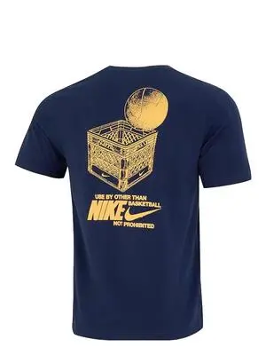 Nike Logo Geometry Pattern Printing Round Neck Short Sleeve Navy Blue T-shirt - Default Color