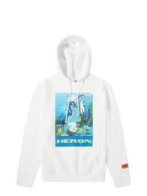 Heron Preston Popover Hoodie With Heron Graphic - White