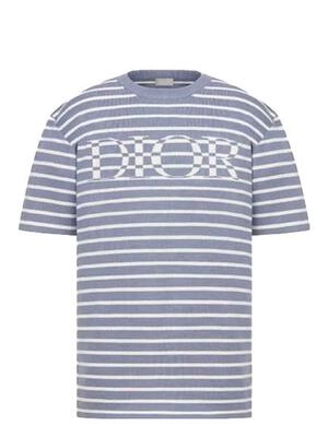 Dior Material Stripe Short Sleeve - Blue