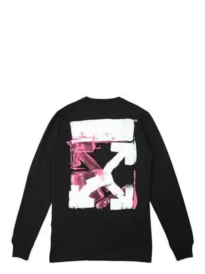 Off-White Fw21 Color Painting Arrow Round Neck Pullover Long Sleeves Slim Fit T-shirt - Black