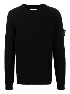 Stone Island Lambswool Crew Knit - Black