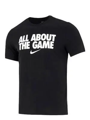 Nike Alphabet Printing Solid Color Round Neck Pullover Short Sleeve Black T-shirt - Multi-color