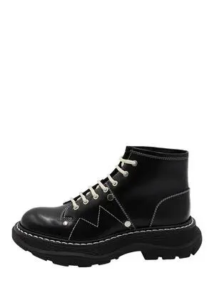 Alexander McQueen Tread Lace Up Boot - Black/silver