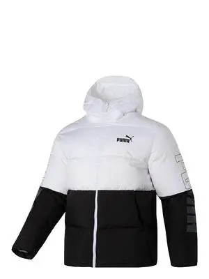 PUMA Colorblock Hooded Puffer Jacket - Black