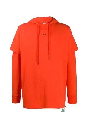 Off-White Arrow Logo Layered Hoodie - Orangered