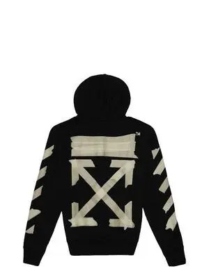 Off-White Zip-up Hoodie With Signature Arrow Motif - Black