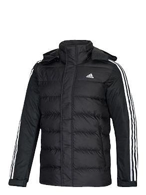 Adidas Padded Down Jacket With Striped Sleeves - Black
