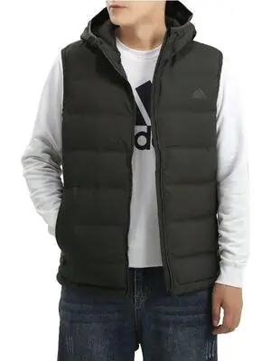 Adidas Helionic Hooded Down Vest - Dark Brown