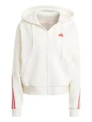 Adidas Future Icons 3-stripes Full Zip Hoodie - Off White/bright Red