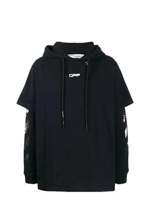 Off-White Ss20 Caravaggio Arrows Print Double-layer Hoodie - Black