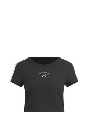 Adidas Ribbed Cropped T-shirt With Bow Detail - Black