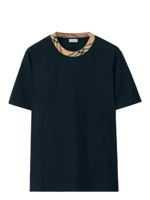 Burberry 26 Check Trim Cotton T-shirt - Navy