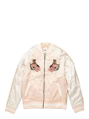 VANS Tiger Floral Embroidery Bomber Jacket - Pink