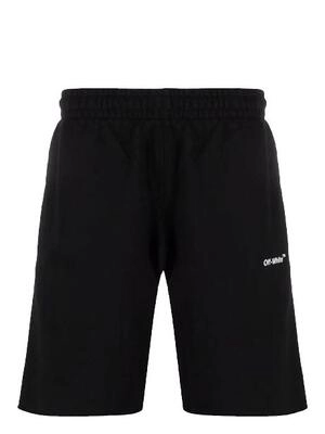 Off-White Cotton Sports Shorts - Black