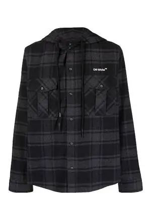 Off-White Ss22 Plaid Hooded Long Sleeves Shirt Version Black - Default Color