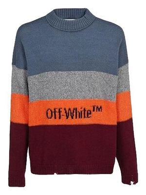 Off-White Colorblock Striped Crewneck Sweater - Multi-color