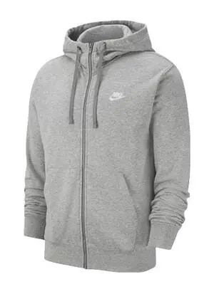 Nike Logo Print Zip-up Hoodie - Grey