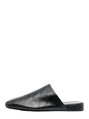 Balenciaga Embossed Leather Bb Mules - Black