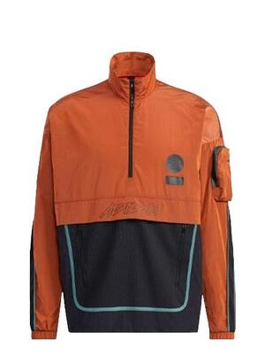 Adidas Colorblock Stand Collar Zip-up Anorak Jacket - Orange