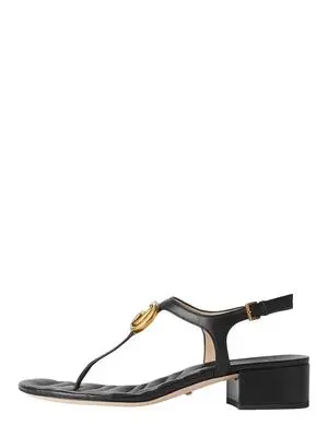 Gucci Marmont Double G Leather Sandals - Black
