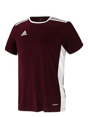 Adidas Stripe Printing Brand Logo Colorblock Round Neck Short Sleeve Red - Multi-color
