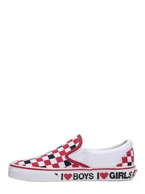 VANS Checkerboard Slip-on Sneakers - White/red