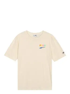 PUMA Sports Alphabet Cartoon Printing Round Neck Short Sleeve Beige - Default Color