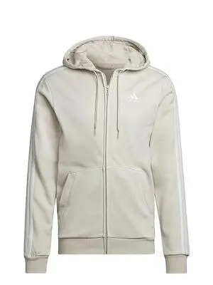 Adidas Essentials Fleece 3-stripes Full-zip Hoodie - Beige