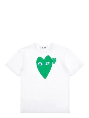 Play Comme Des Garcon Blue Eyed Green Heart Tee - White