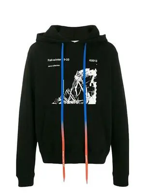 Off-White Usa Cotton Pattern Printing Hoodie - Black