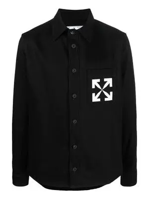 Off-White Ss22 Arrow Logo Pattern Denim Long Sleeves Shirt Black - Default Color