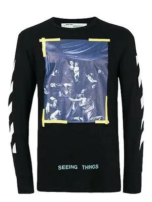 Off-White Chest Painting Printing Long Sleeves - Black