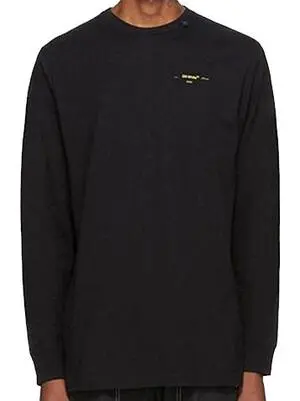 Off-White Cotton Logo Printing Long Sleeves - Black